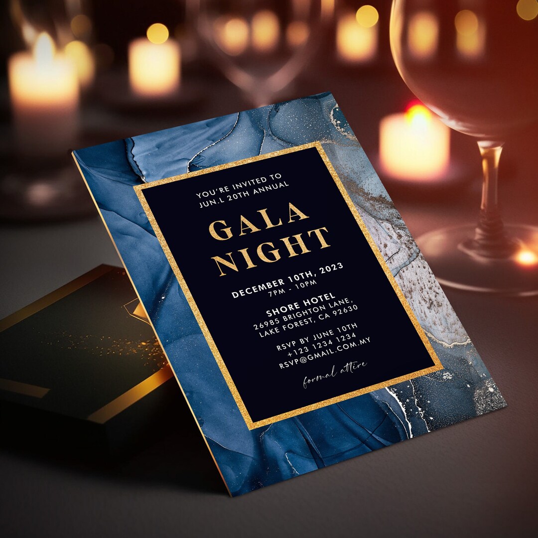 Editable Gala Party Invitation Gala Fundraiser Banquet Invitation ...