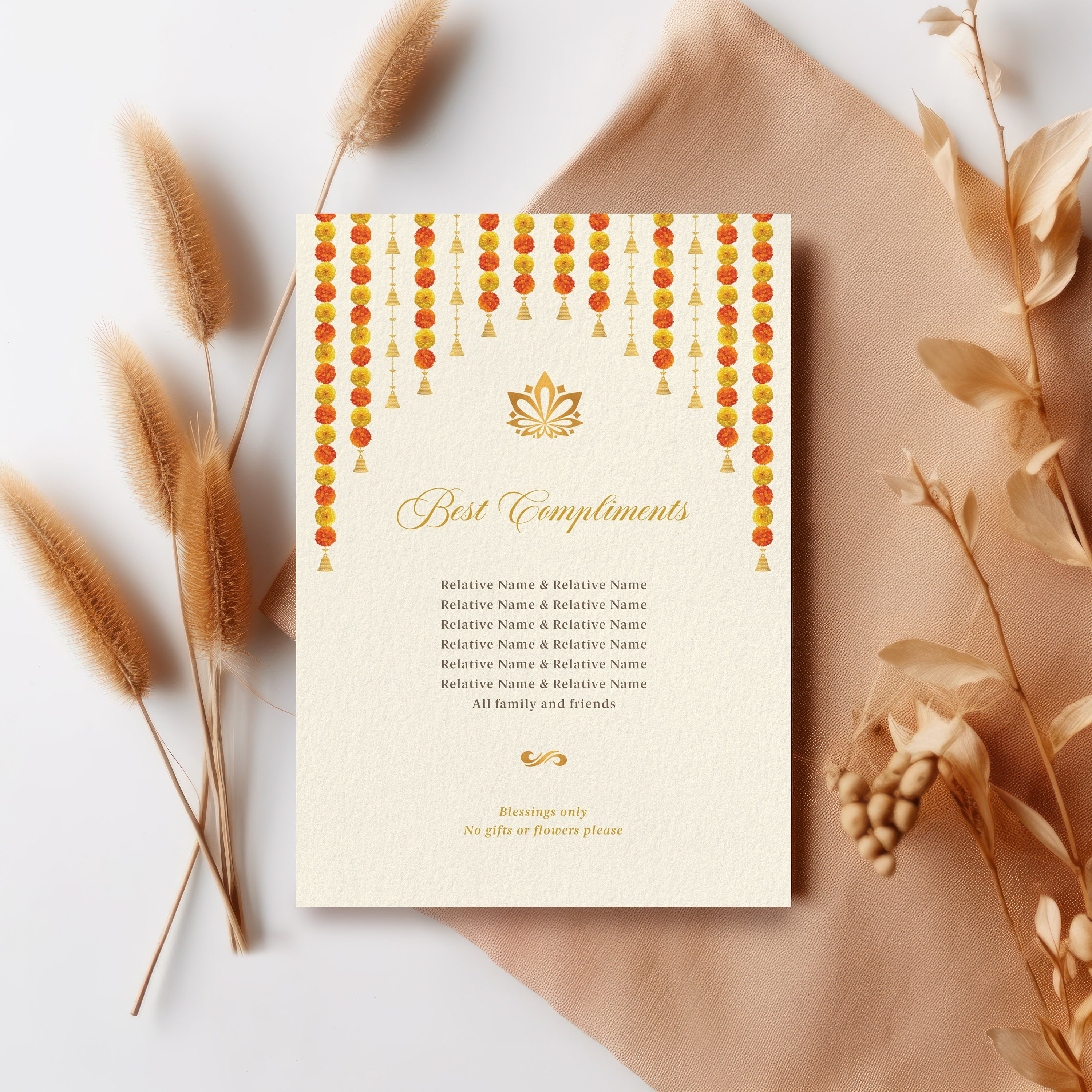 Editable Indian Wedding Best Compliments Hindu Thank You Template ...