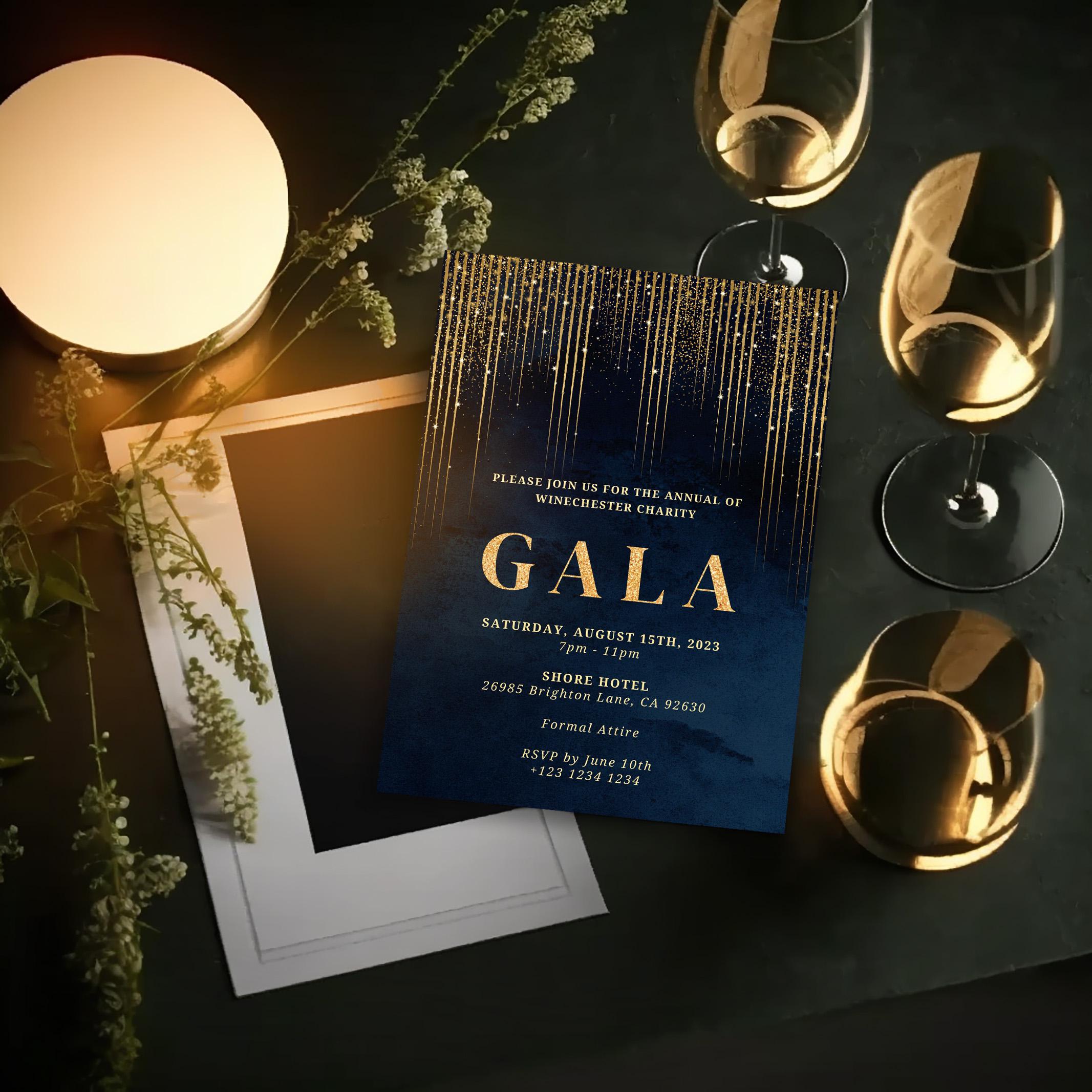 Editable Gala Party Invitation | Gala Fundraiser Banquet Invitation ...