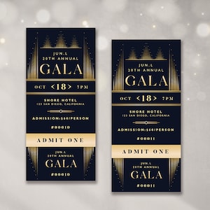 Editable Gala Party Ticket Template Gala Fundraiser Banquet Ticket ...