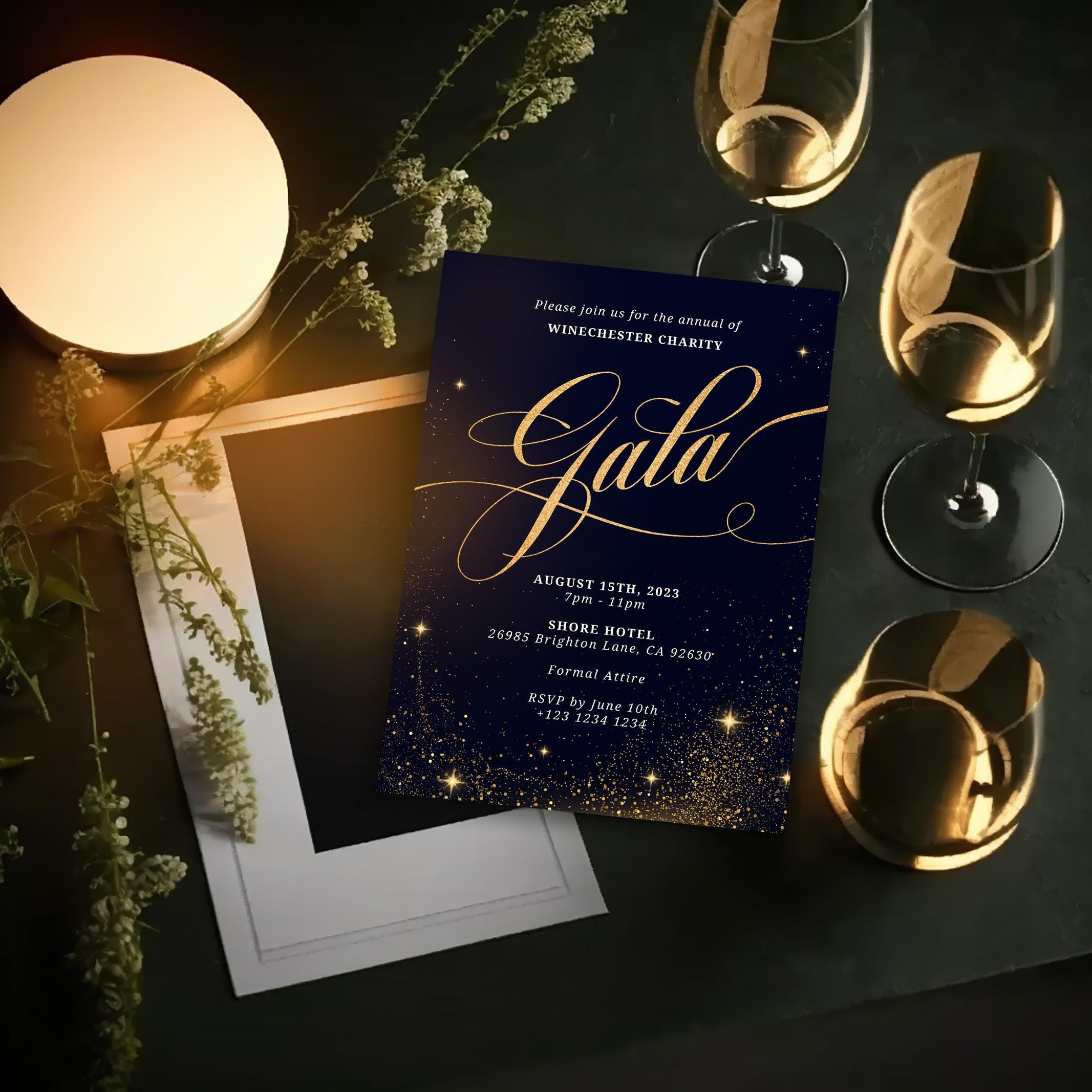 Editable Luxury Gala Party Invitation | Gala Fundraiser Banquet ...