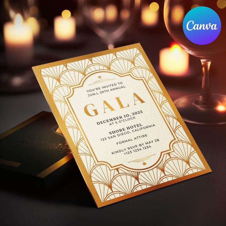 Editable Gala Party Invitation | Gala Fundraiser Banquet Invitation ...