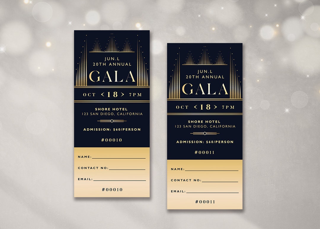 Editable Gala Party Ticket Template Gala Fundraiser Banquet - Etsy
