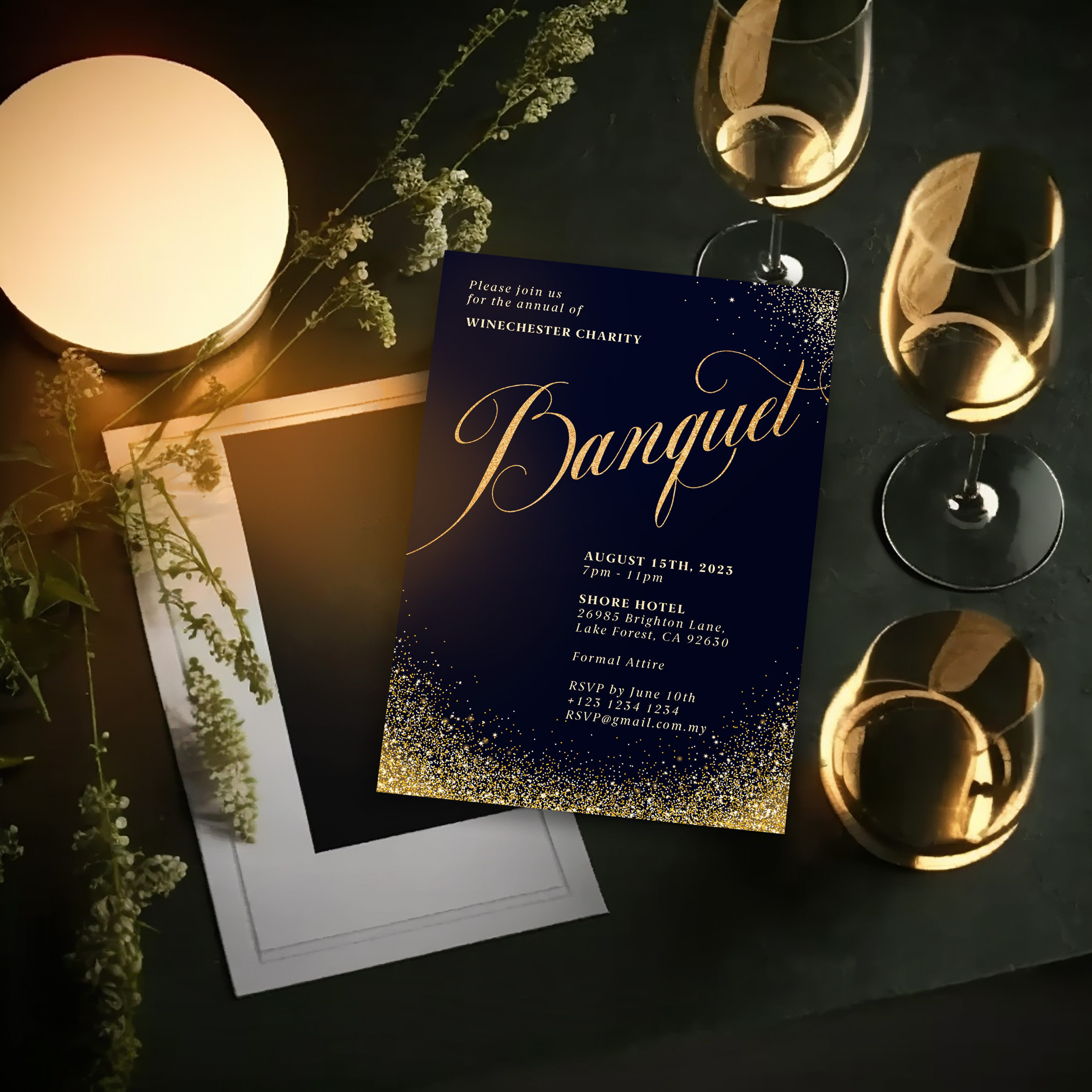 Editable Banquet Party Invitation Gala Fundraiser Banquet Invitation ...