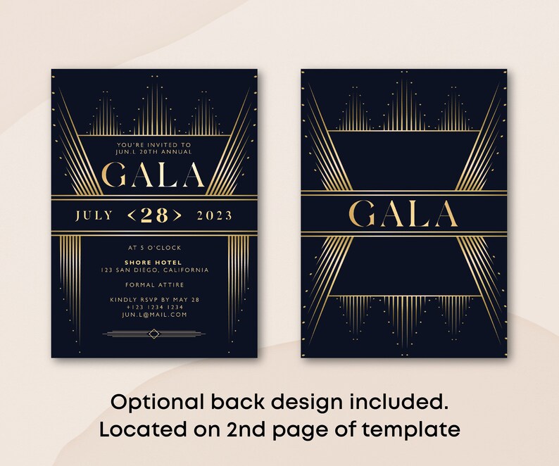 Editable Gala Party Invitation Gala Fundraiser Banquet Invitation ...