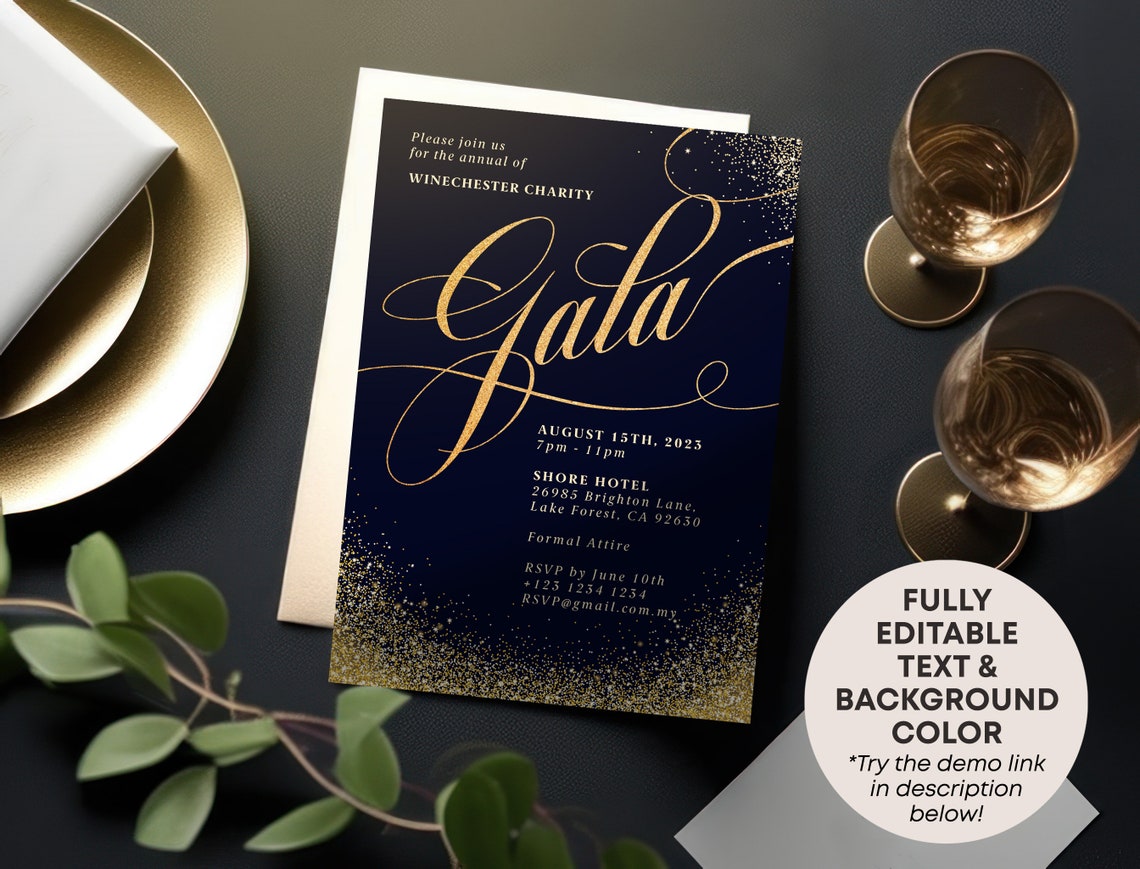 Editable Gala Party Invitation Gala Fundraiser Banquet Invitation ...