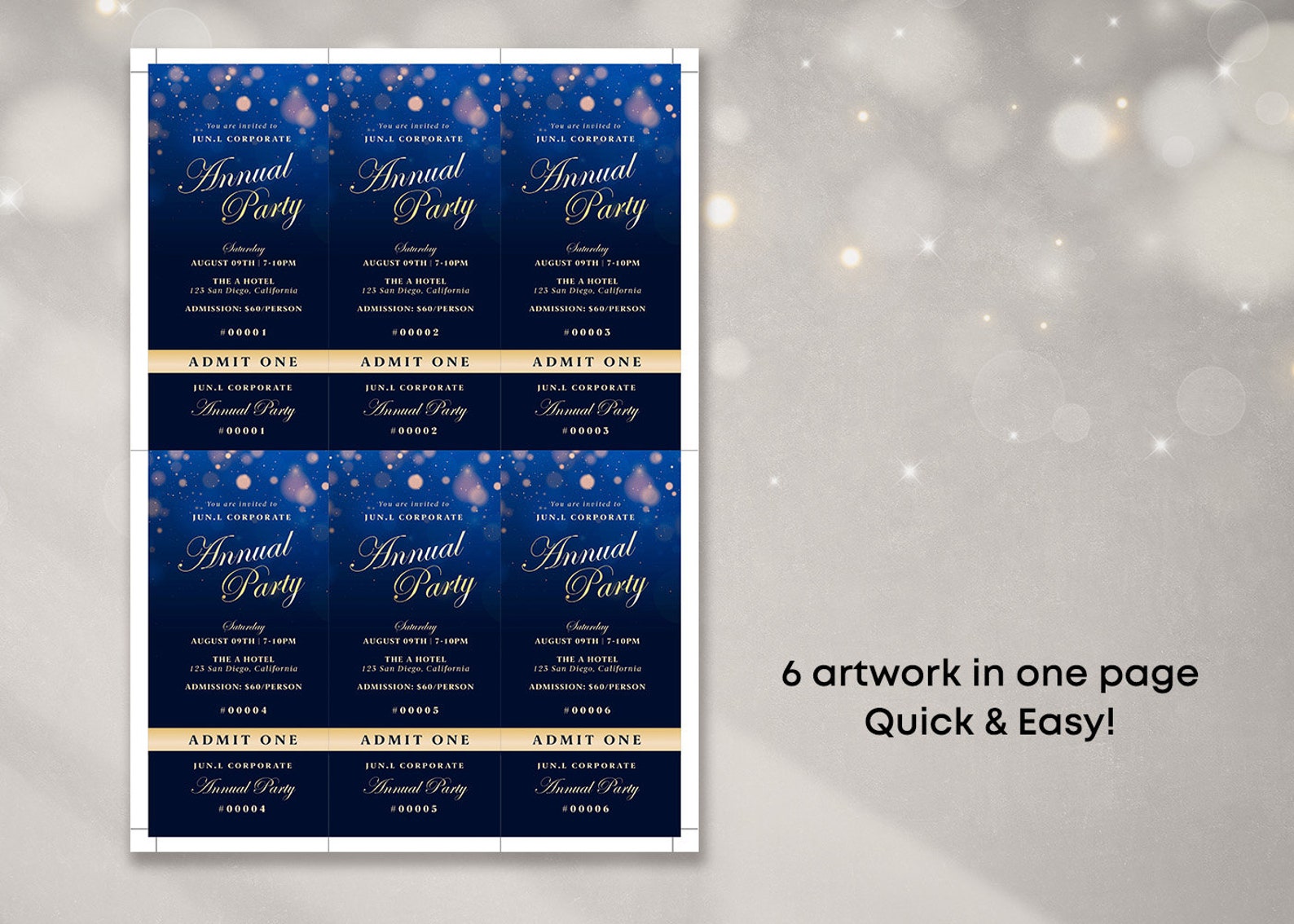 Editable Annual Dinner Party Ticket Template Gala Fundraiser Ticket ...