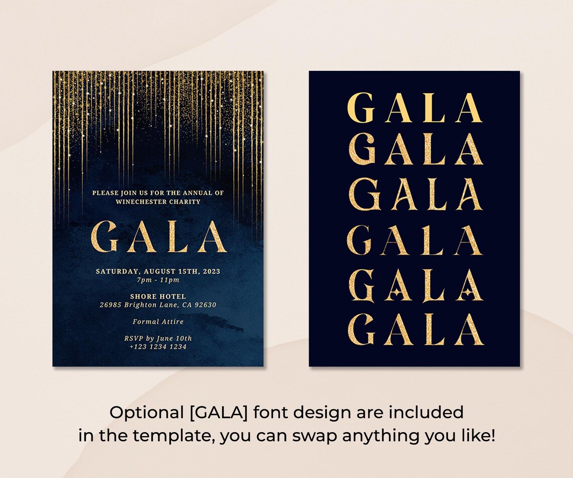 Gala Night Invitation | Corporate Fundraiser Awards Night | Editable ...