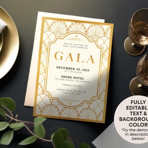 Editable Gala Party Invitation Gala Fundraiser Banquet Invitation ...