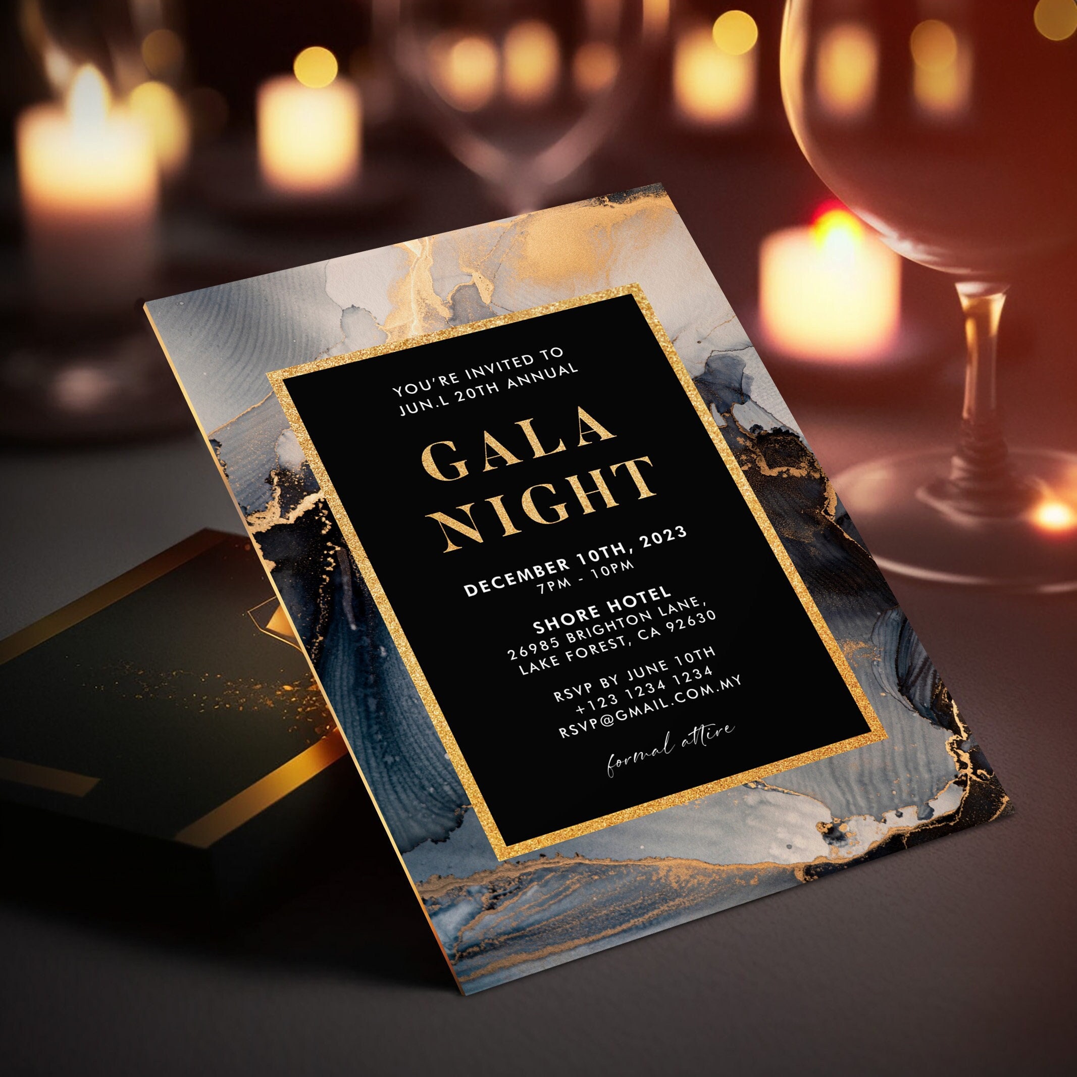 Editable Gala Party Invitation | Gala Fundraiser Banquet Invitation ...