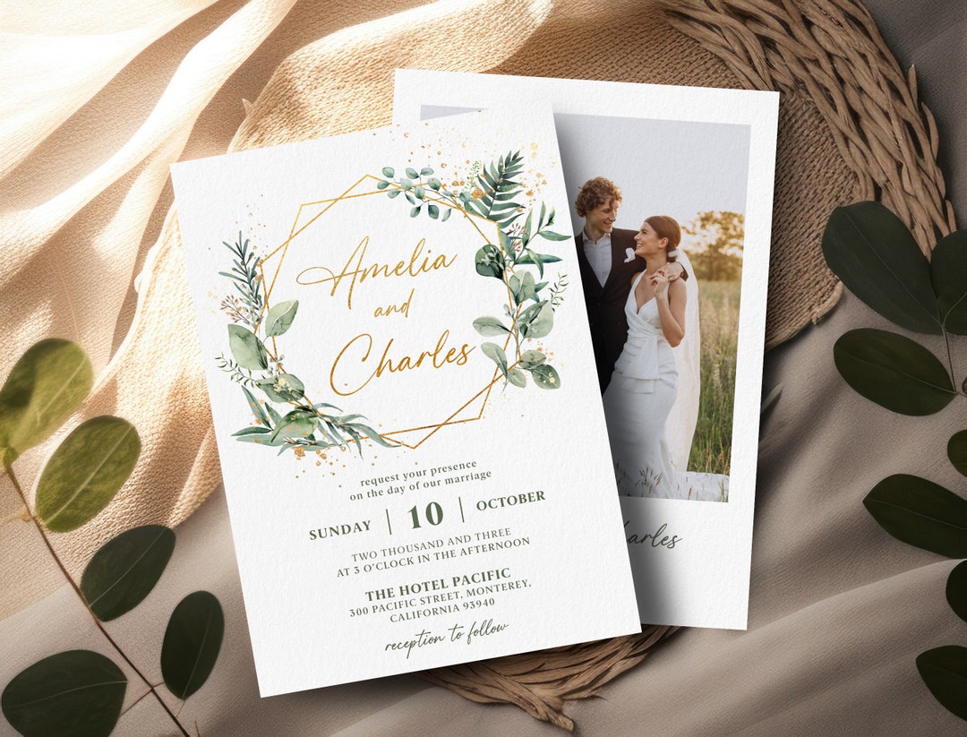 Sage Green Wedding Invitation Set Editable Sage Invitation Template ...