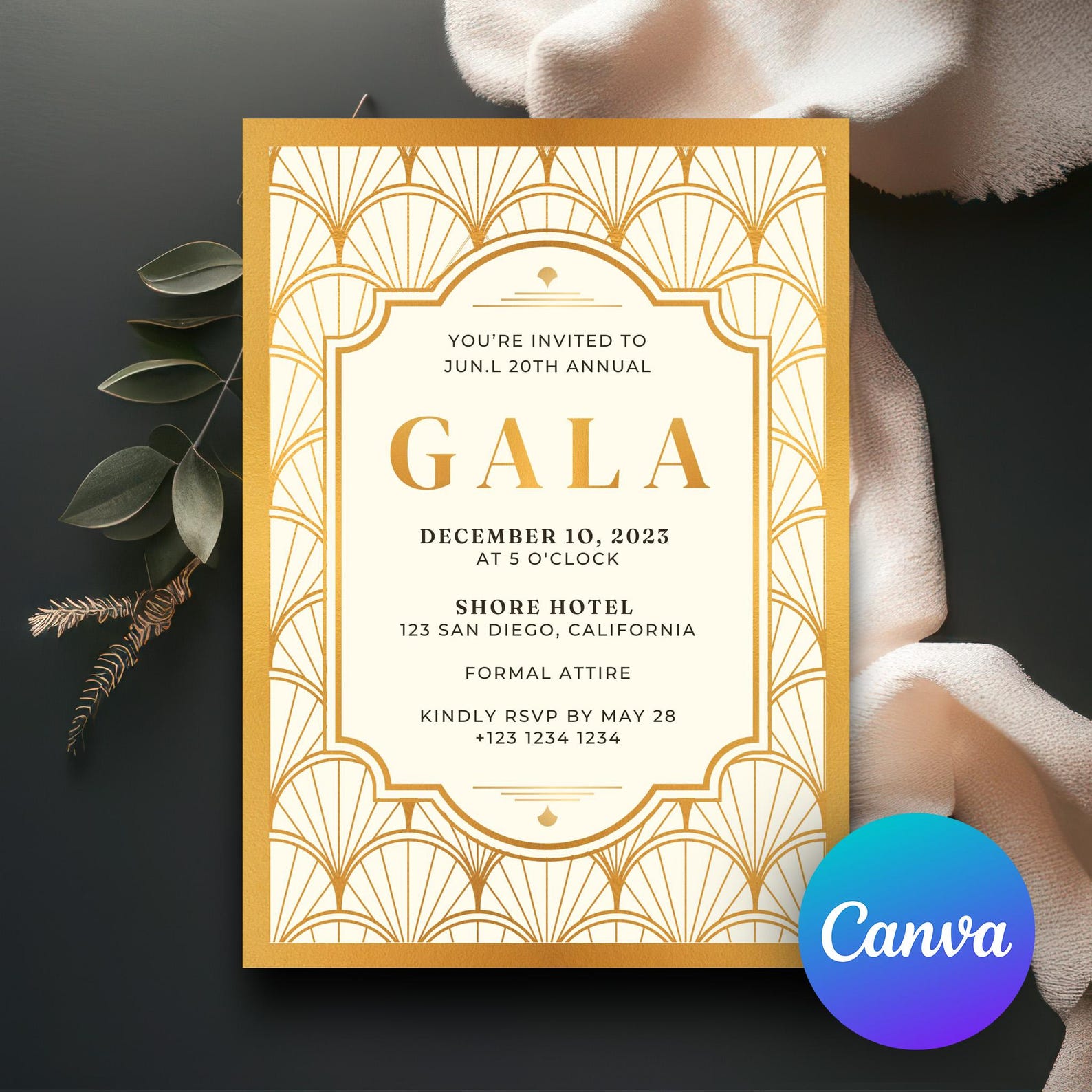 Editable Gala Party Invitation | Gala Fundraiser Banquet Invitation ...