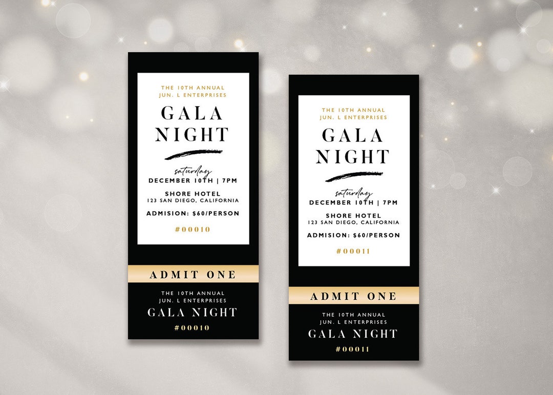 Editable Gala Party Ticket Template Gala Fundraiser Banquet - Etsy