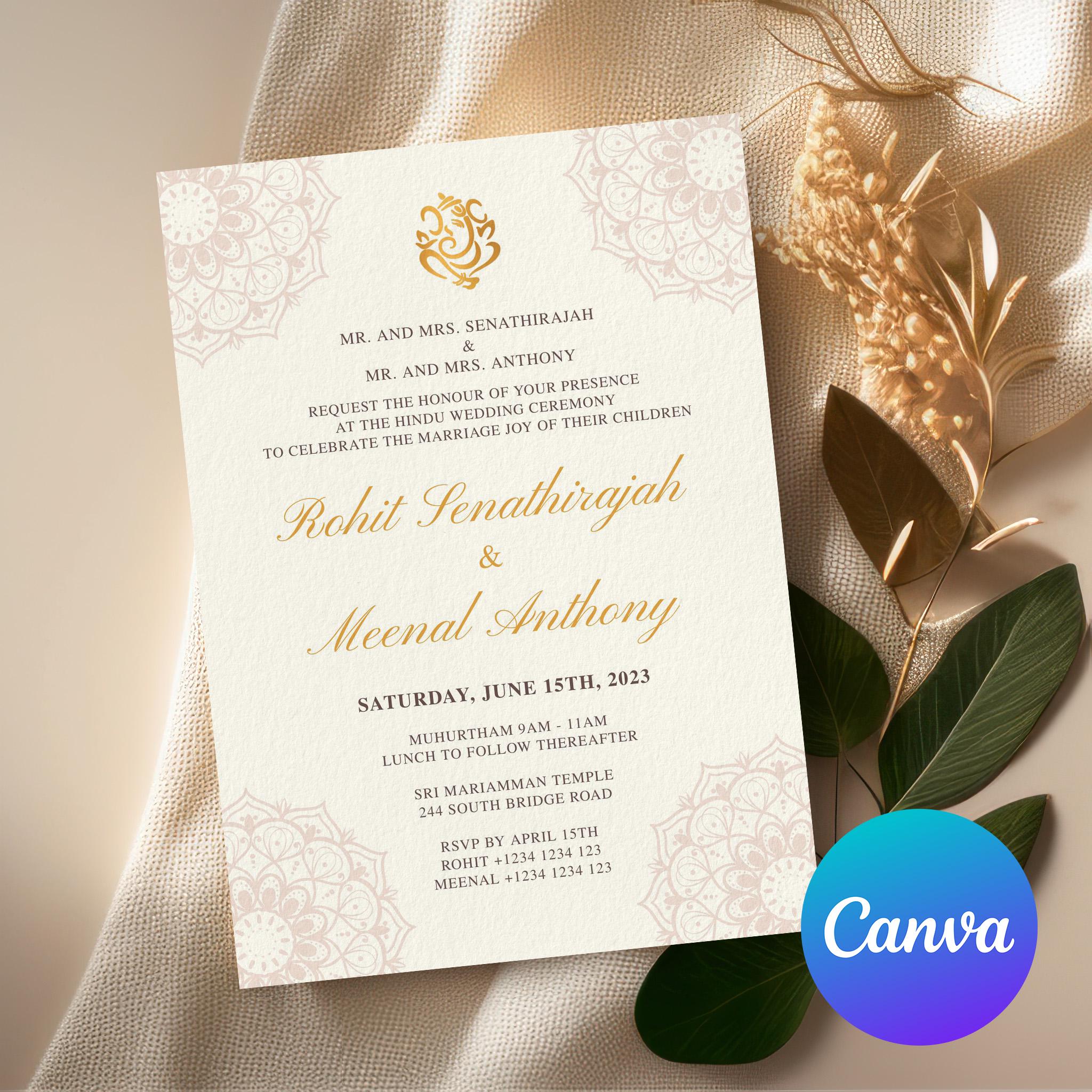Editable Indian Wedding Invitations | Hindu Wedding Invite | Mandala ...