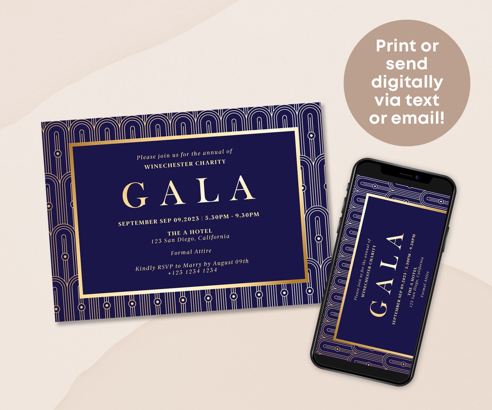 Editable Gala Party Invitation Gala Fundraiser Banquet Invitation ...