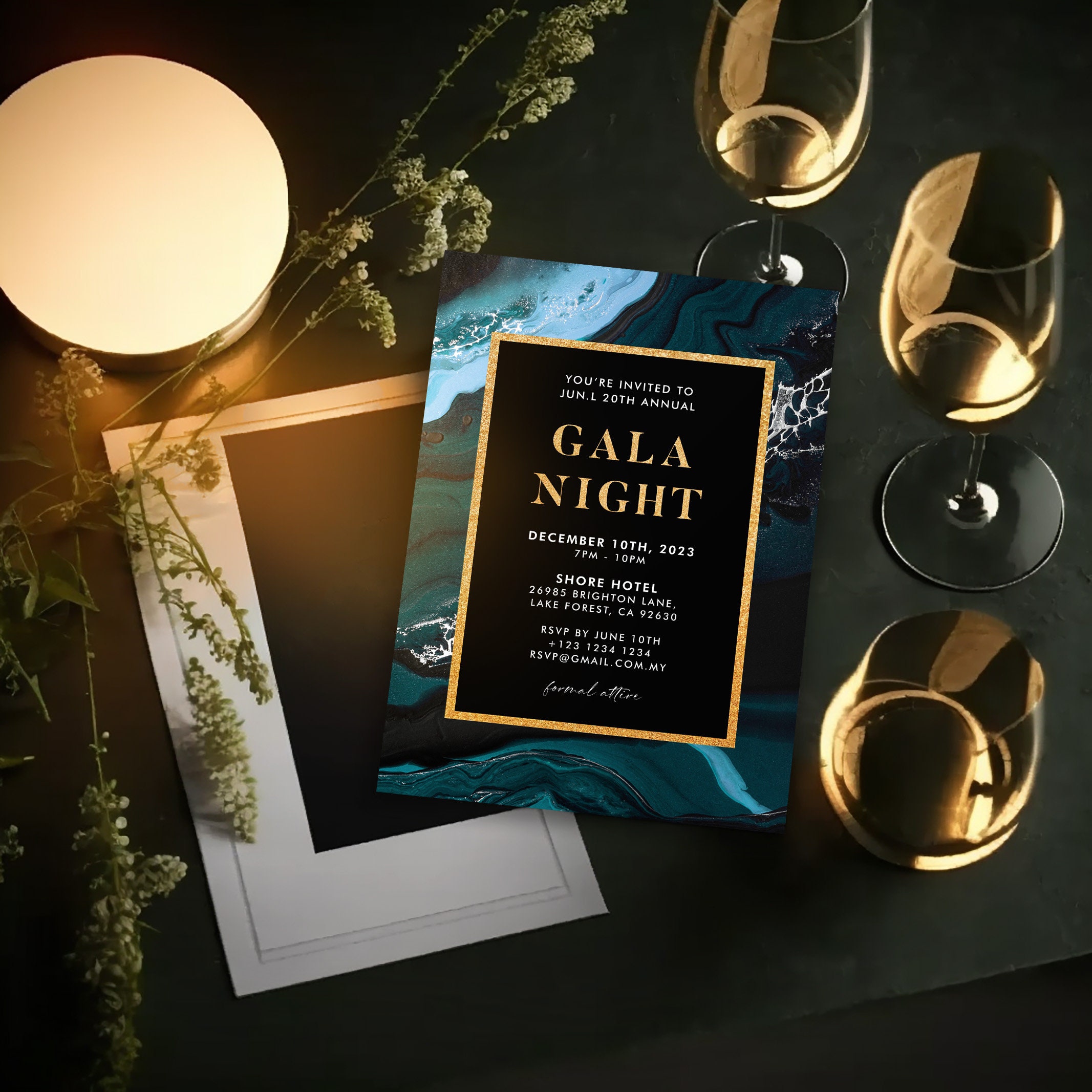 Editable Gala Party Invitation Gala Fundraiser Banquet Invitation ...