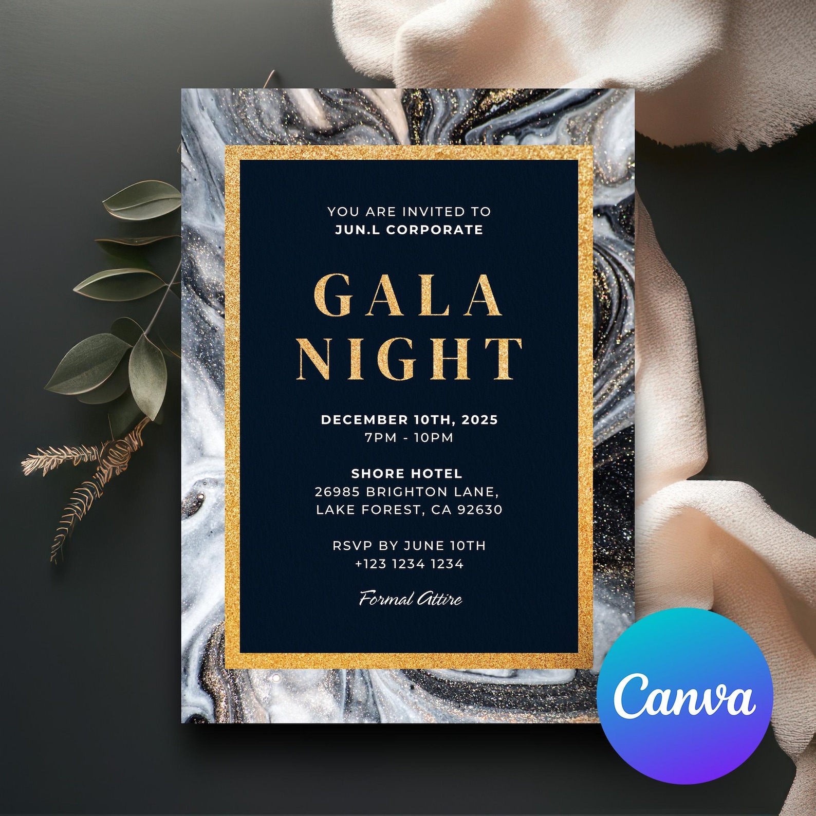 Editable Gala Party Invitation | Gala Fundraiser Banquet Invitation ...