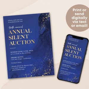 Editable Annual Silent Auction Invitation | Corporate Invitation ...