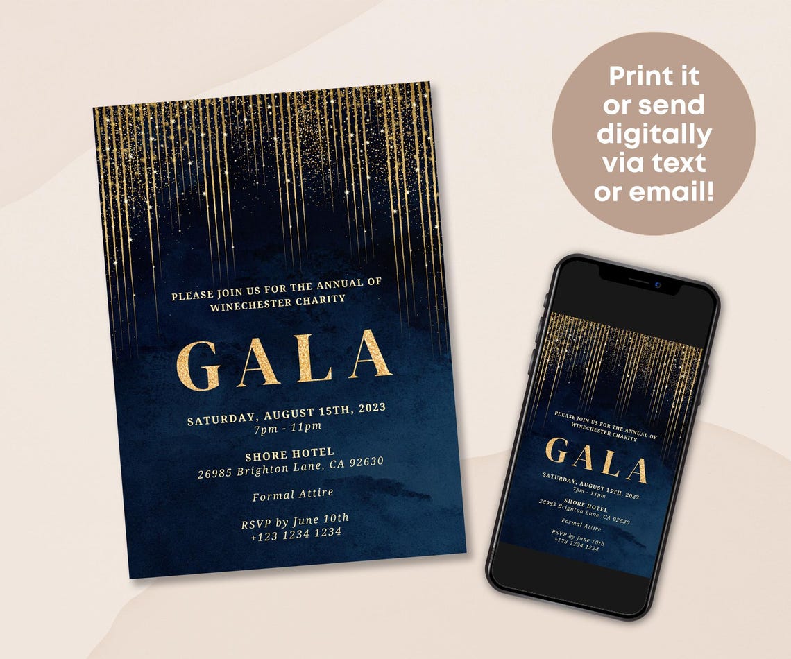 Editable Gala Party Invitation | Gala Fundraiser Banquet Invitation ...