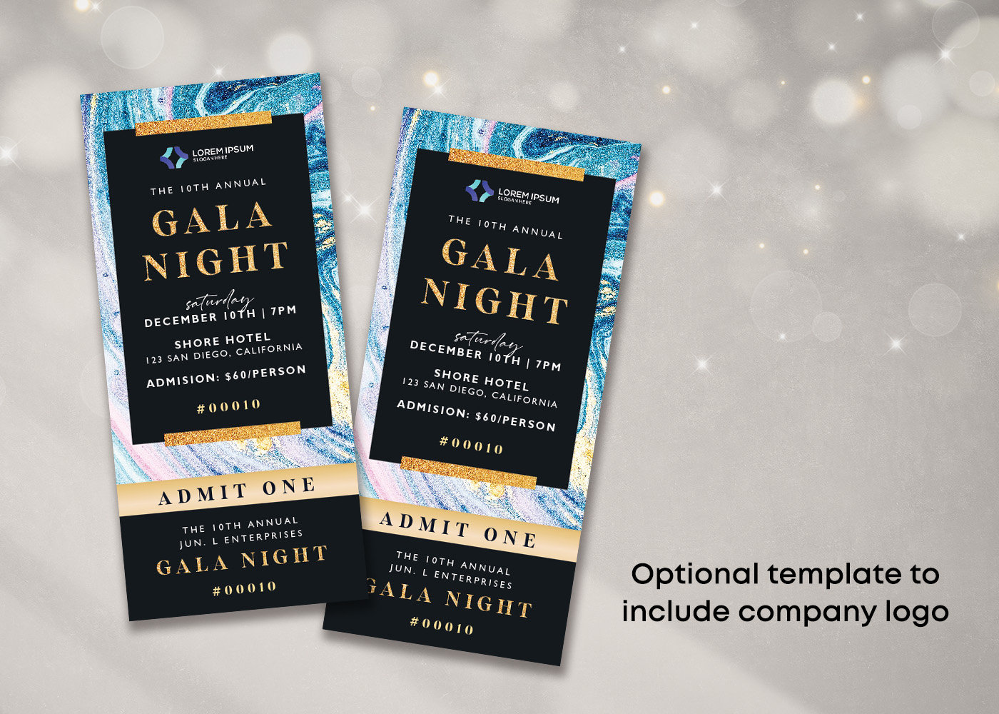 Editable Gala Party Ticket Template | Gala Fundraiser Banquet Ticket ...
