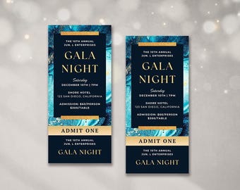 Editable Gala Party Ticket Template | Gala Fundraiser Banquet Ticket ...