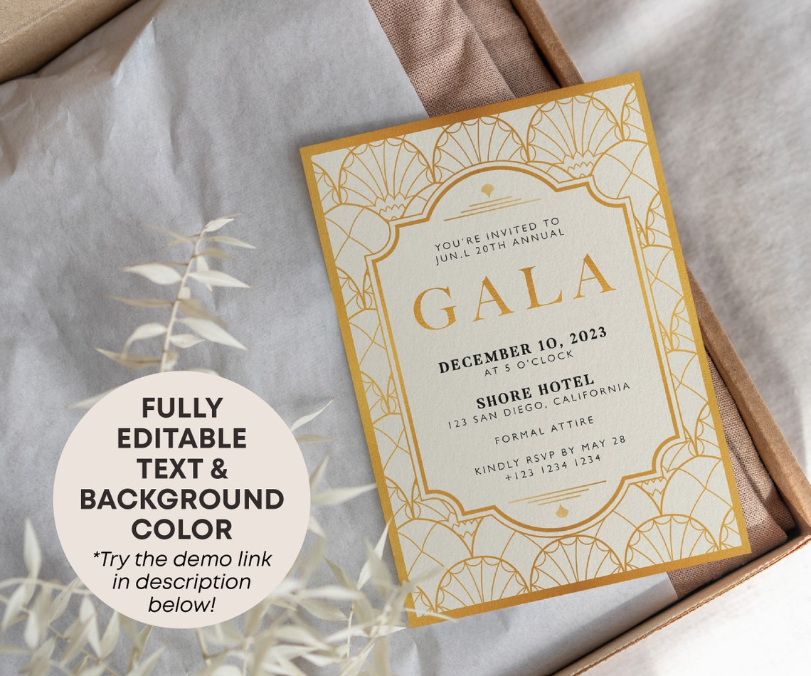 Editable Gala Party Invitation Gala Fundraiser Banquet Invitation ...