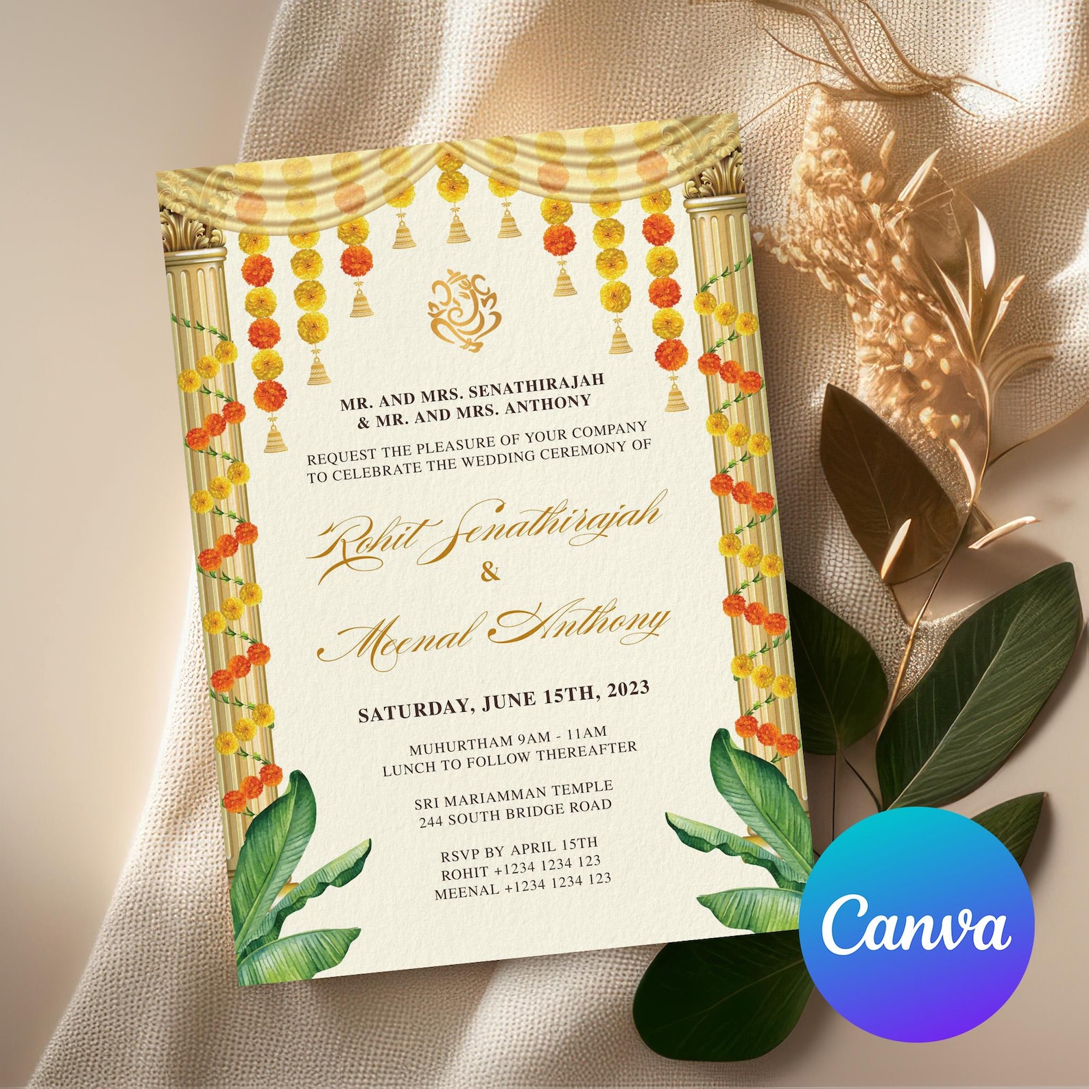 Mandap Indian Wedding Invitation | Hindu Wedding | Editablecanva ...