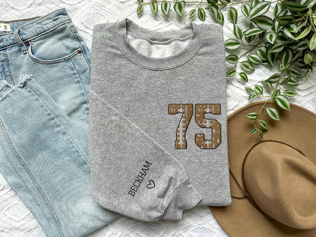 Personalized Football Embroidered Sweatshirt, Custom Embroidered Name ...