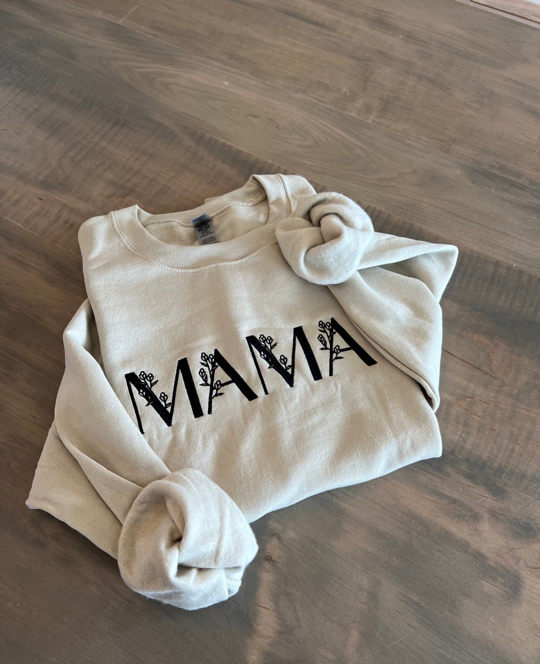 Embroidered Floral Mama Sweatshirts, Mama Crewneck, Fall Sweatshirts ...