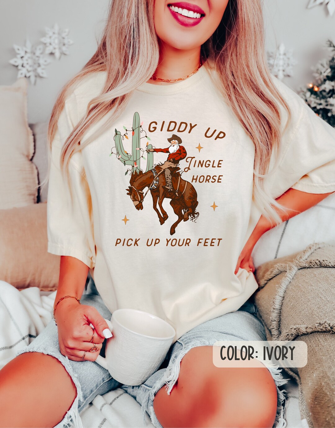 Giddy up Jingle Horse Western Cowboy Christmas Shirts Retro - Etsy