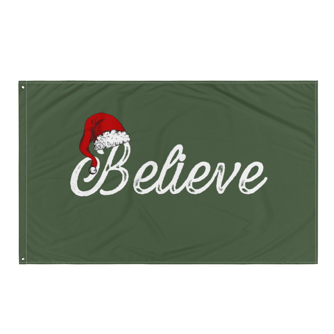 Believe Christmas Flag, Christmas Banner, Retro Christmas Decor ...