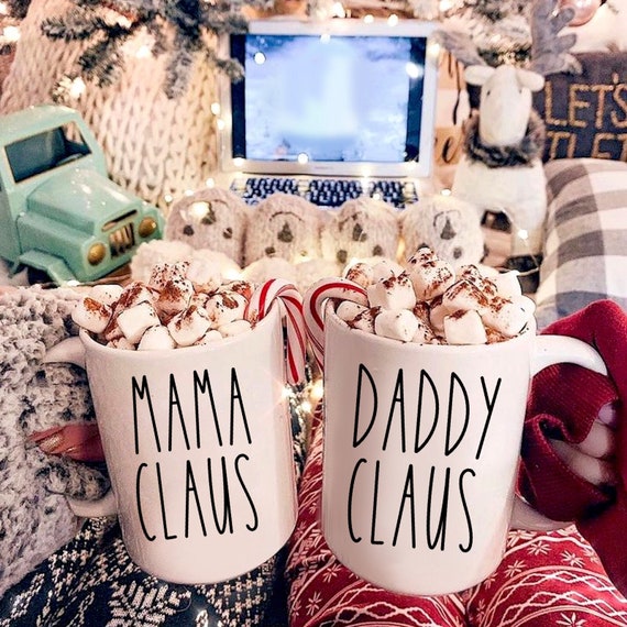 Couples Christmas Mugs Mama Claus Mugs Papa Claus Mugs - Etsy