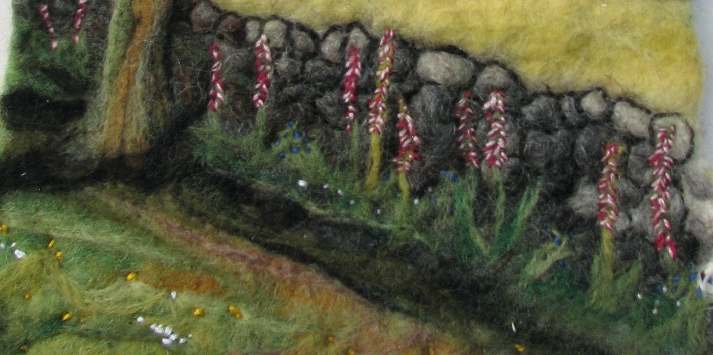 Original Wet Felted Wool Painting 'foxgloves at the Field' - Etsy
