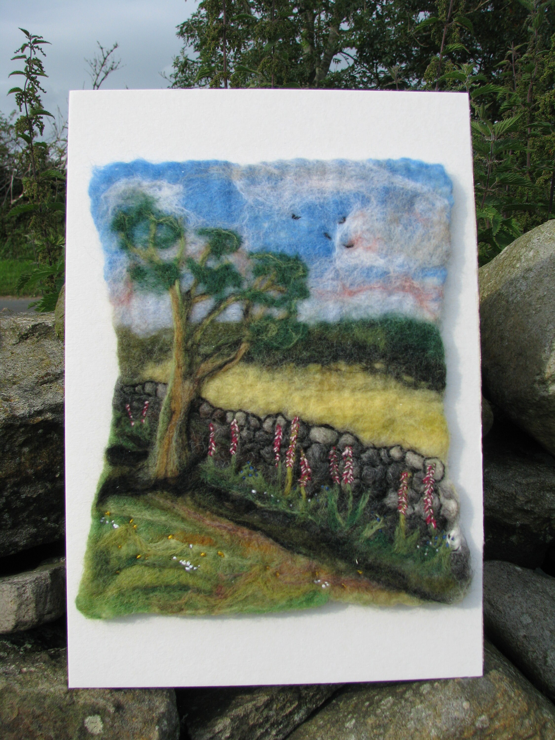 Original Wet Felted Wool Painting 'foxgloves at the Field' - Etsy