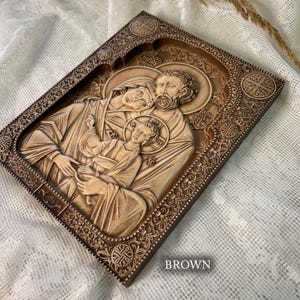 Holy Family Nativity Wood Carving, Wooden Religious Icon, Christian ...