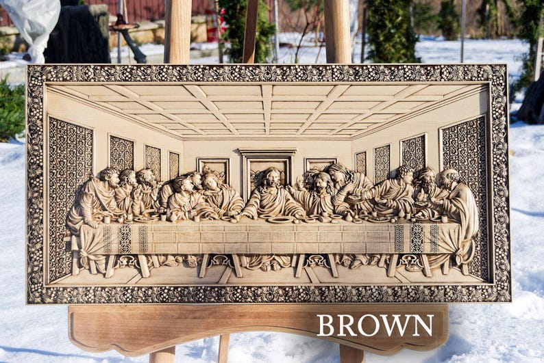Last Supper Gold Framed Catholic Wooden Wall Art: Wood Carving, Last ...