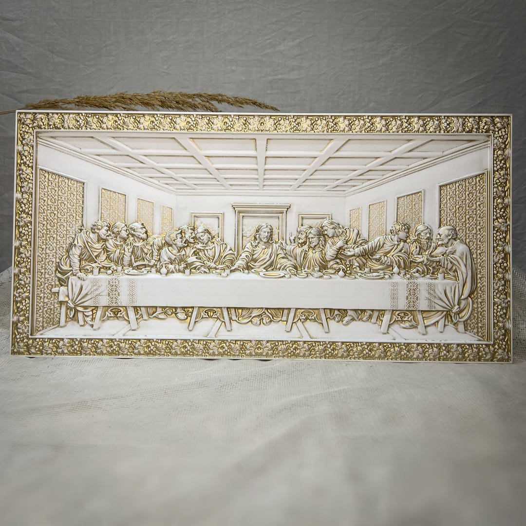 Last Supper Wood Carving: Gold Framed Maple Wall Art - Etsy