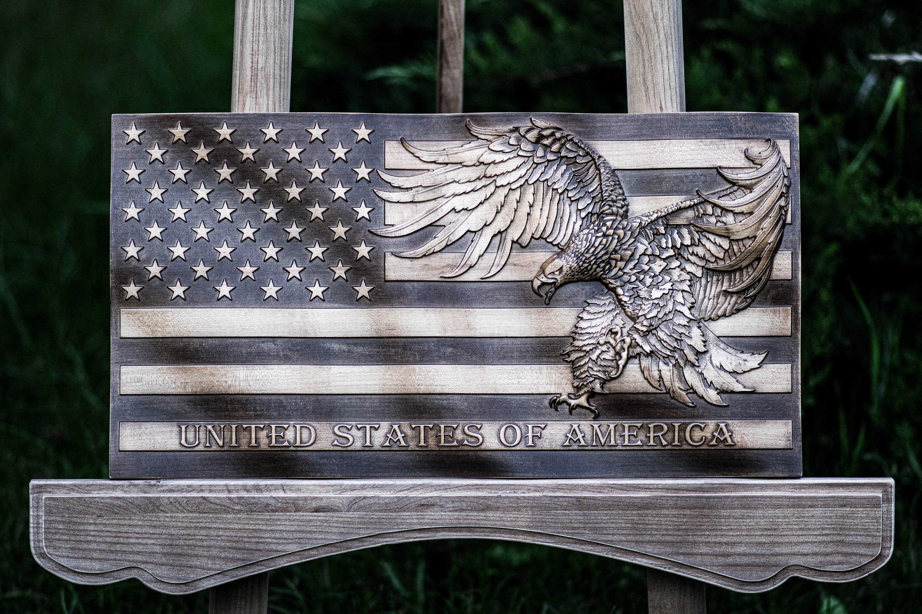 Large Waving Wooden American Flag Rustic Flag Wooden Flag - Etsy