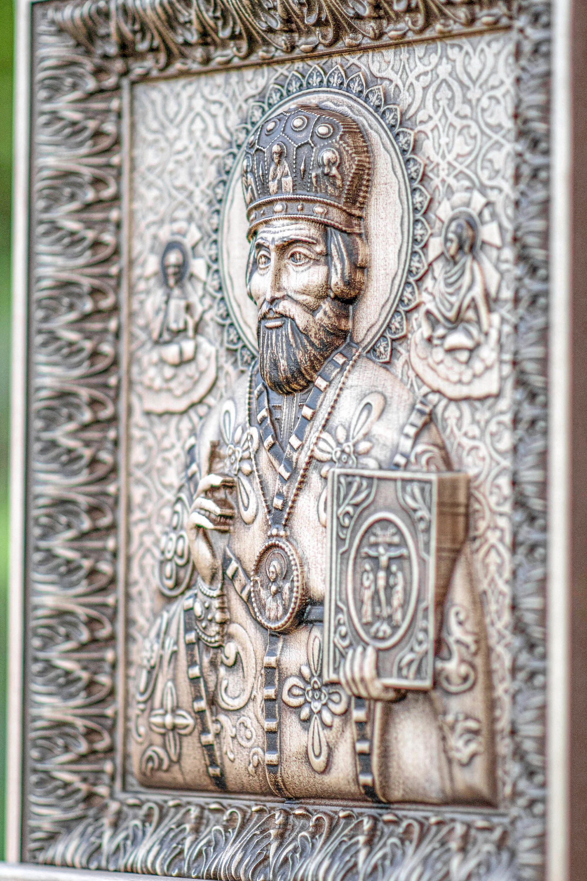 Personalized Engraved St Nicholas Orthodox Icon Handmade Wooden Carving ...