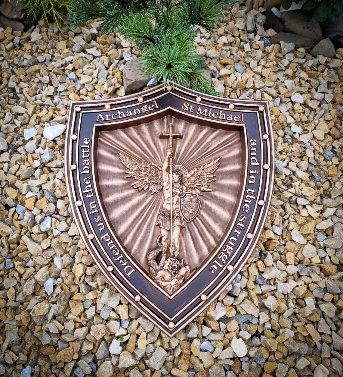 Holy Shield Archangel Michael Carved Wooden 18.9х15.7 In, Wall Mount ...