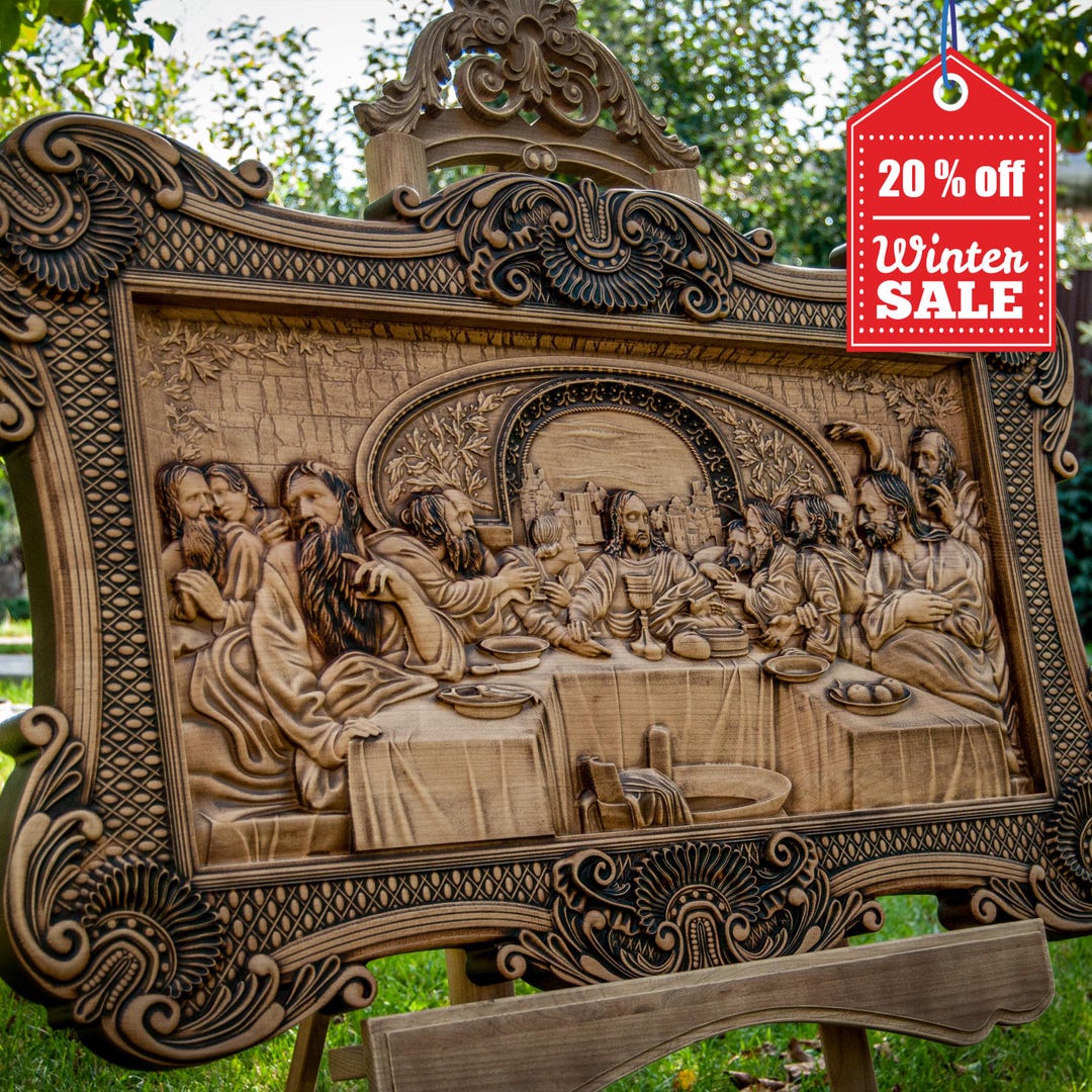 Large Last Supper Ready to Ship, Wood Carved Wall Picture, Wood Carving ...