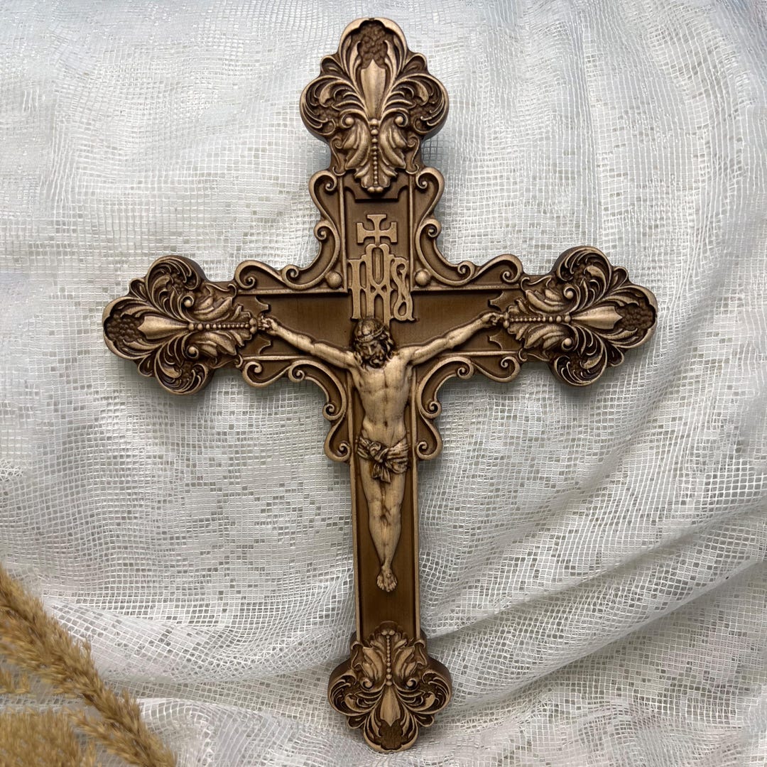 Wall Wooden Crucifix, Catholic Crucifix, Wood Carving Religious ...