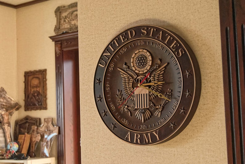 US Army Wooden Wall Clock, Military Decor, Handcrafted Solider Gift ...
