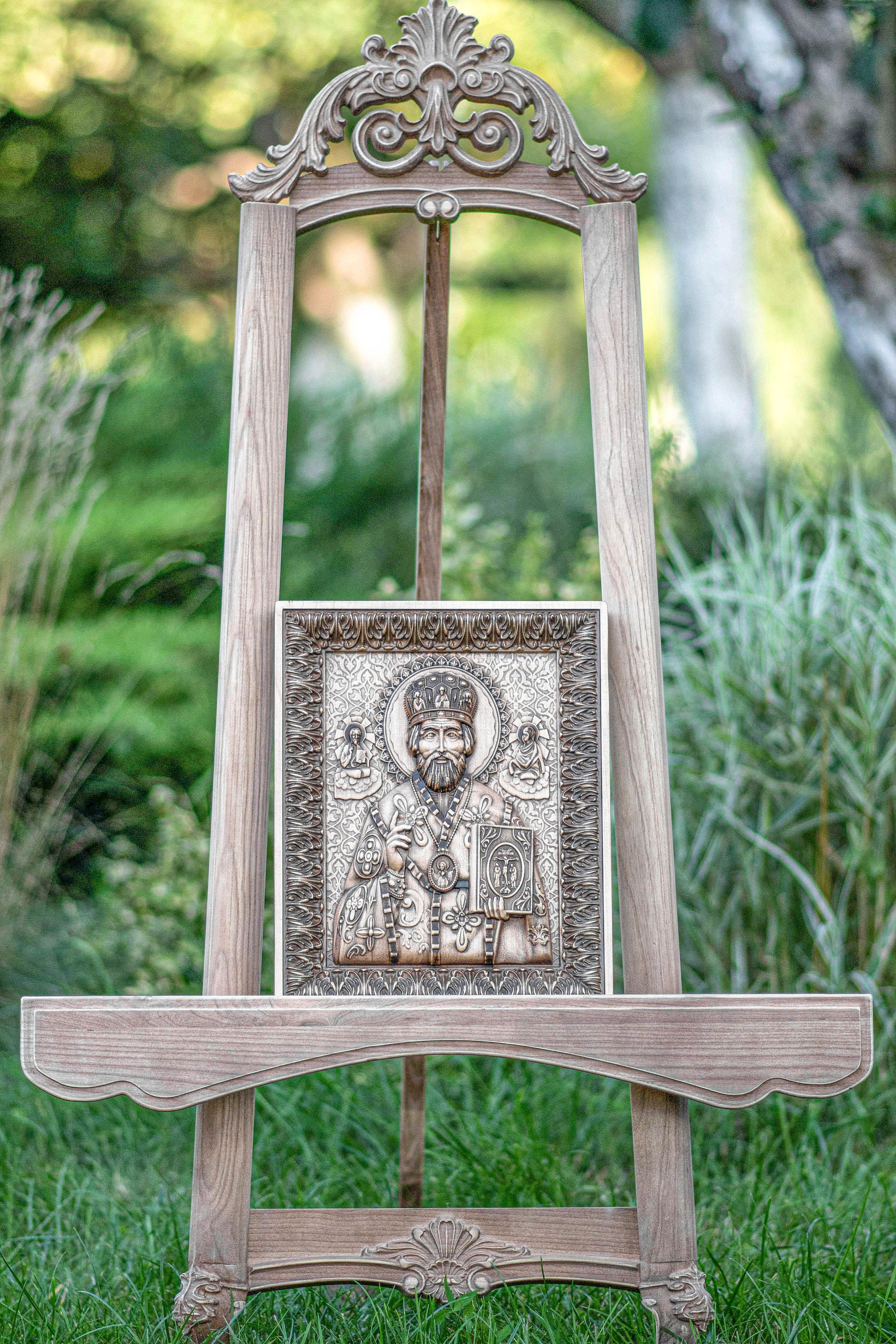 Personalized Engraved St Nicholas Orthodox Icon Handmade Wooden Carving ...
