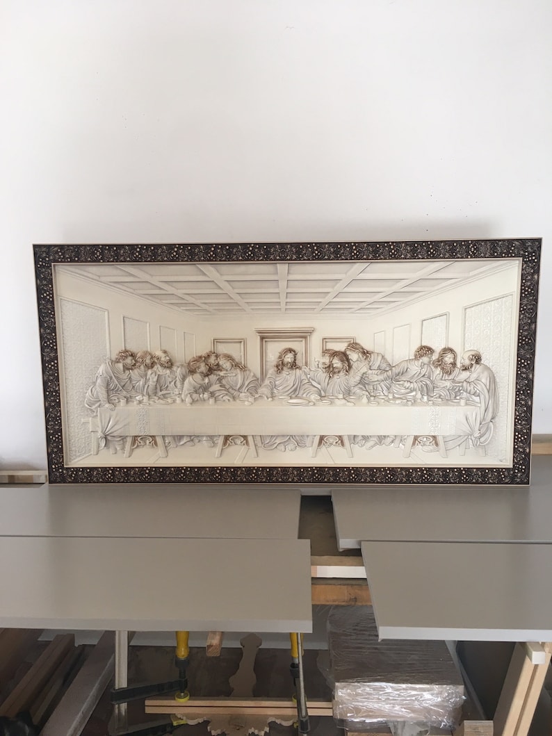 Last Supper Gold Framed Catholic Wooden Wall Art: Wood Carving, Last ...
