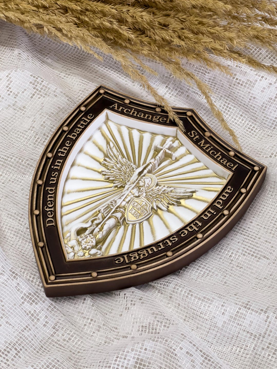 St. Michael, Holy Sword and Shield Archangel Michael Wall Plaque, Gifts ...