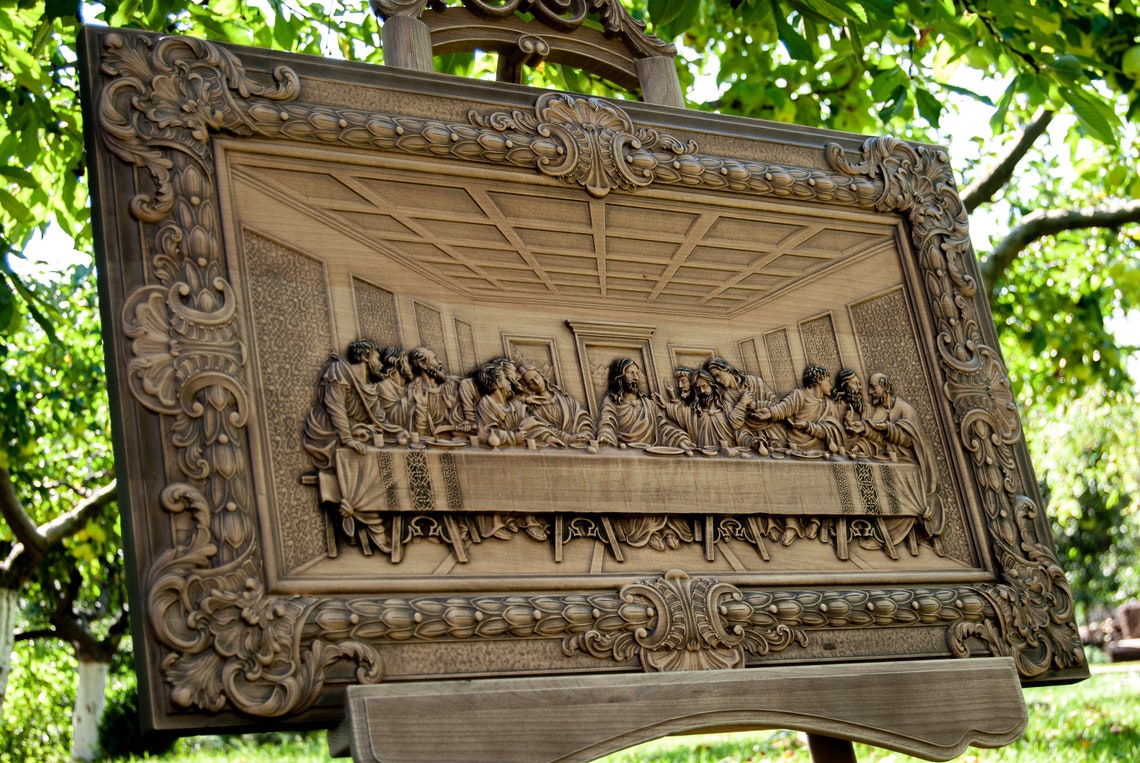 Last Supper Carved Solid Wood Plaque Wall Decoration Baptism - Etsy