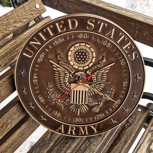 US Army Wooden Wall Clock, Military Decor, Handcrafted Solider Gift ...