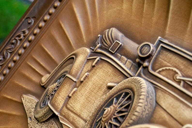 Classic Car Wooden Carved Wall Art Ready to Ship 31.5x22.8 In, Wooden ...