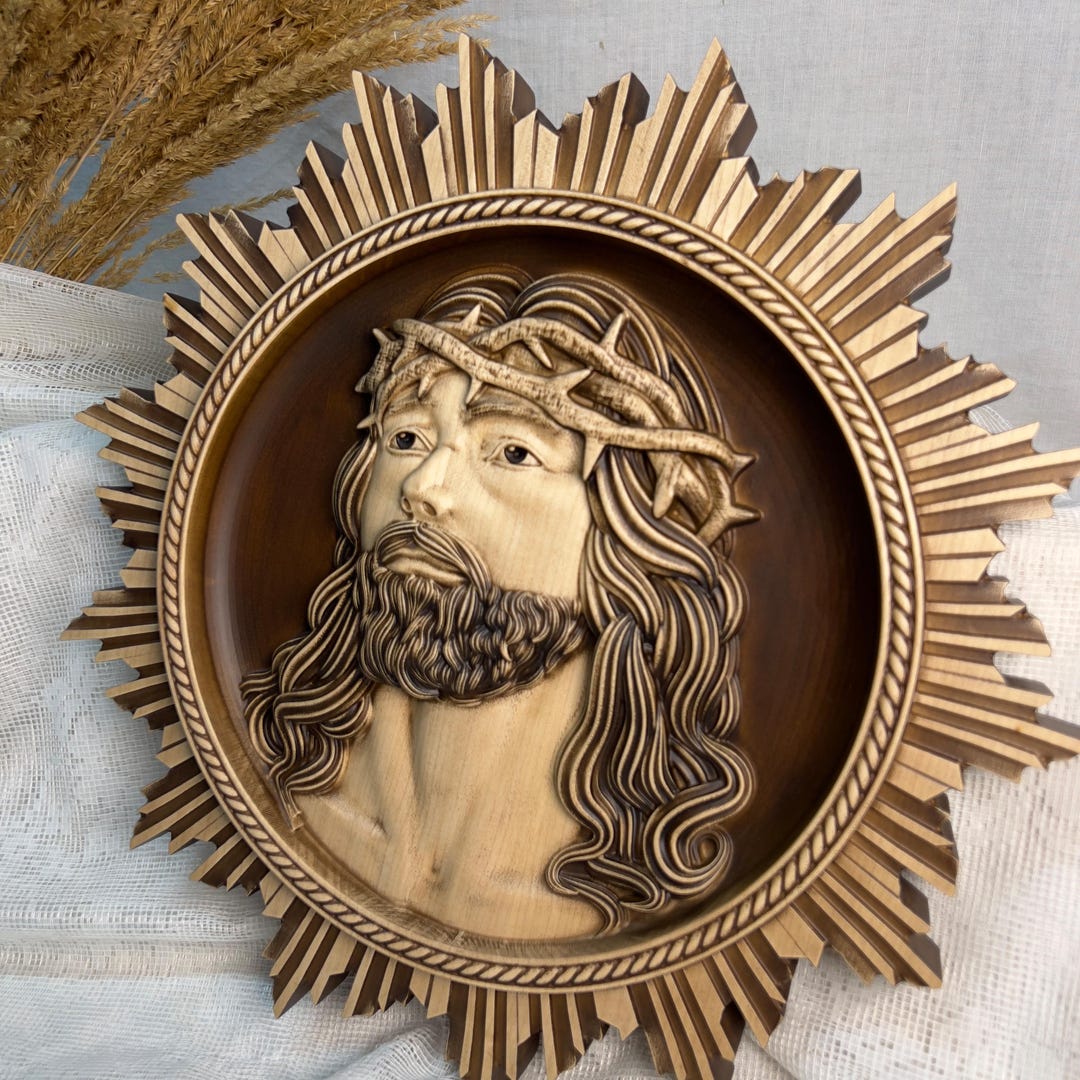 Our Lord Jesus Wall Plaque Christ Icon Wood Christian Gift Wood Carving ...
